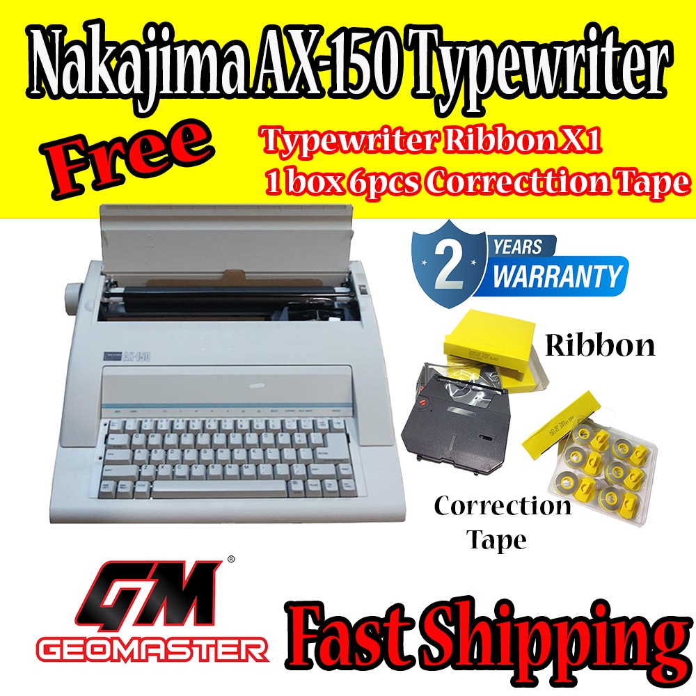 NAKAJIMA Electronic Typewriter AX-150 Package With Ribbon & Correction ...