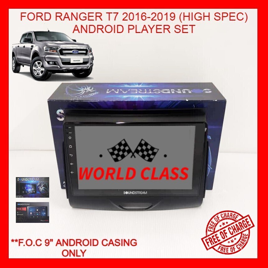 FORD RANGER T7 2016-2019 (HIGH SPEC) 9" SOUNDSTREAM ANDROID IPS PLAYER ...