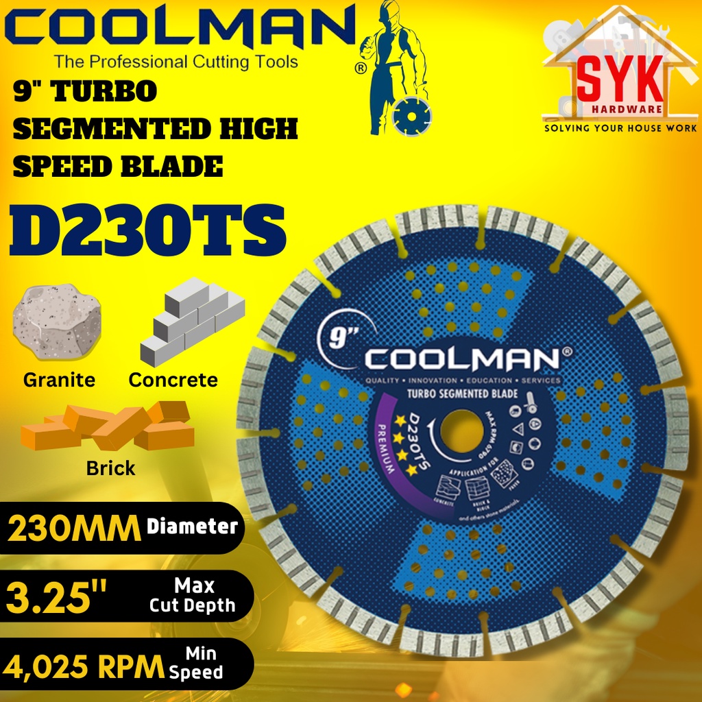 SYK Coolman D230TS 9 Inch Sintered High Speed Blade Turbo Segment ...