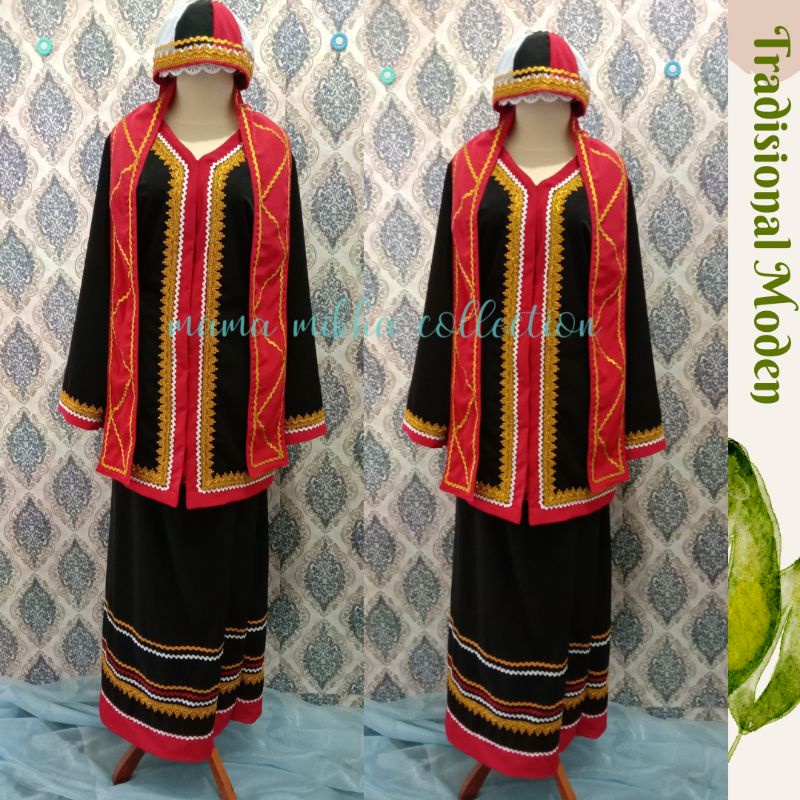 Baju Bidayuh Tradisional Moden Dayak Borneo Sarawak Set 4 in 1 | Shopee ...