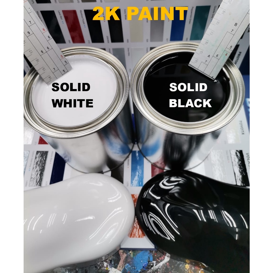 2K PAINT SOLID BLACK/SOLID WHITE/HITAM /PUTIH SOLID /CAT BANCUH/CAT ...
