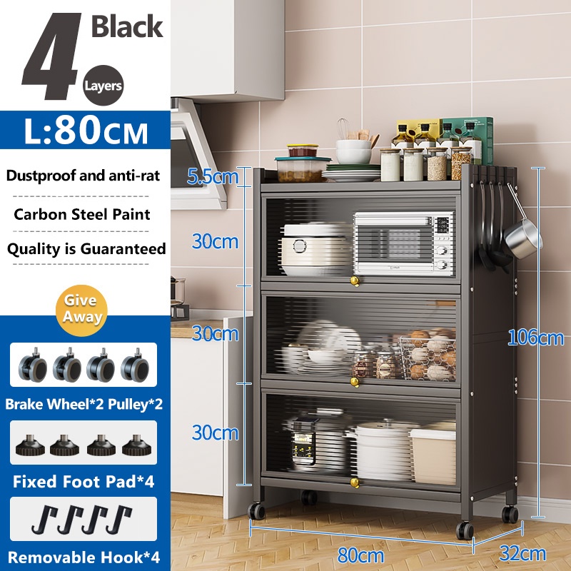 🔥Ready Stock🔥Kitchen Rack With Wheels Microwave Oven Storage Cabinet ...