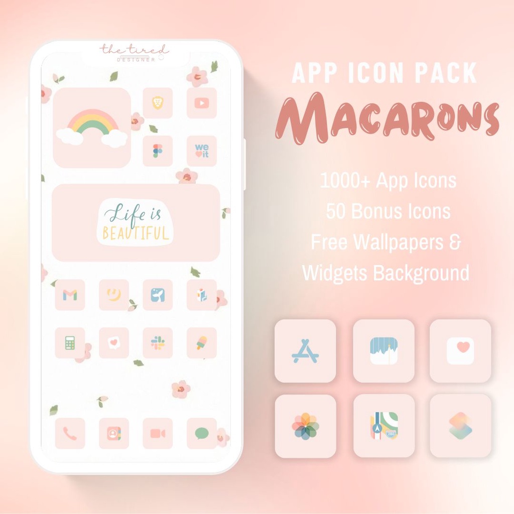 Macarons 1000+ App Icons Pack Homescreen Themes Widgets Wallpaper for ...