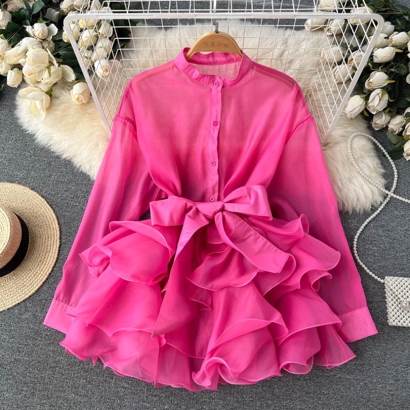 Chiffon Chic Tops Women's Autumn New Ruffles Western Style Advanced ...