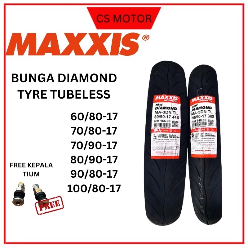 TAYAR TYRE MAXXIS MAXIS DIAMOND BUNGA MA3D MA-3D TAYAR TUBELESS 60/80 ...