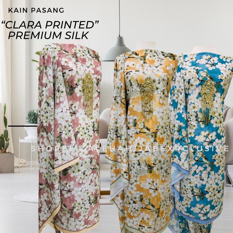 KAIN PASANG TERBARU PREMIUM SILK CLARA FLOWY BERALUN SEJUK BY ZALEHA ...