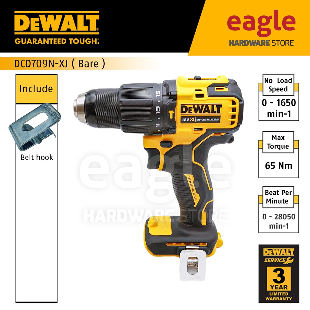 Dewalt Atomic DCD709N 13mm ( 1/2" ) 18/20V Brushless Cordless Hammer ...