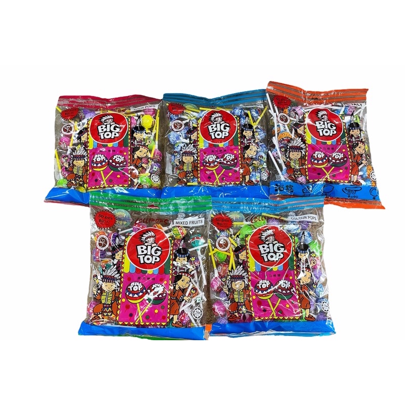 【50pcs】Big Top Lollipop Mixed Fruit/Sour Pop/Milk Pop 50pcs（Halal） | Shopee Malaysia