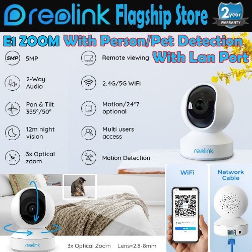 Reolink Person/Pet Detection AI Model E1 (3MP) | E1 Pro (4MP) | E1 Zoom (5MP) WiFi+LAN IP Camera ...