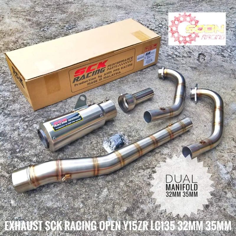 SCK Y15 LC RS EXHAUST OPEN AHM RACING 32MM 35MM DUAL MANIFOLD YAMAHA ...