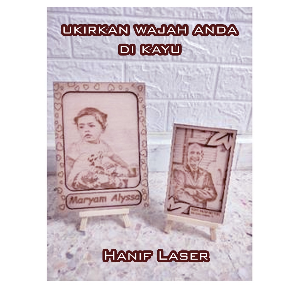 (custom made) ukiran kayu bergambar / customize gambar anda / laser ...