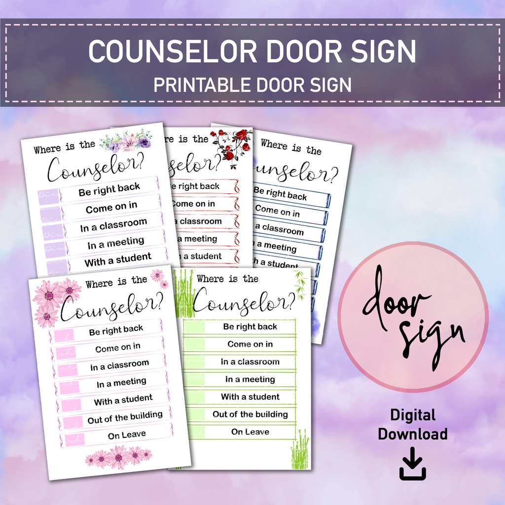 FuchsDich Printable Counselor Door Sign Counseling Office Print for ...