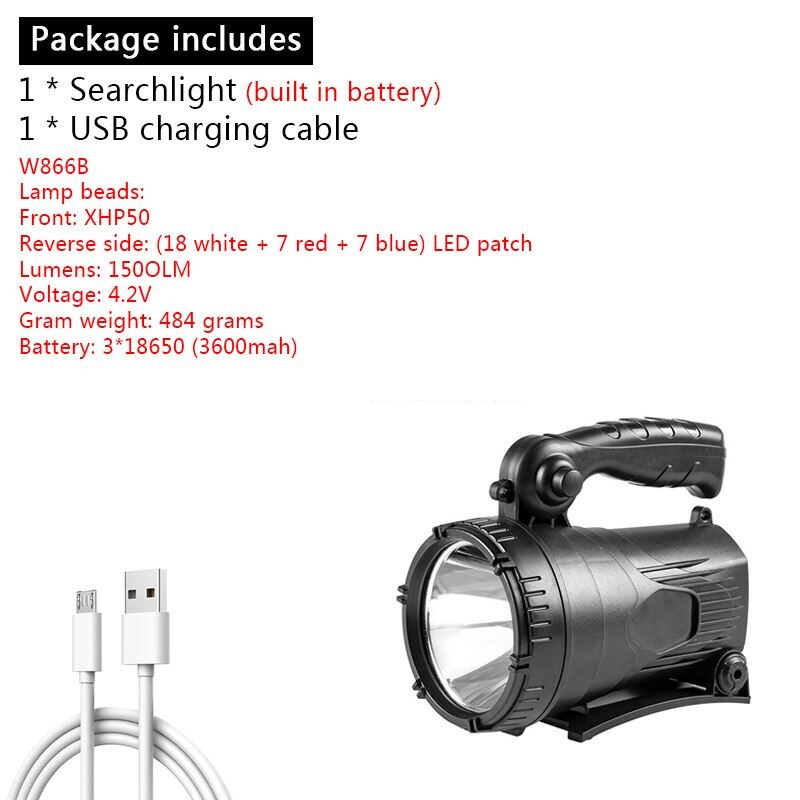 Most Powerful LED Searchlight Long range spotlight flashlight ...