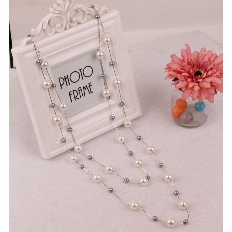 LZ Rantai Manik Panjang 180 cm ala Mutiara Fake Pearl Long Layer ...
