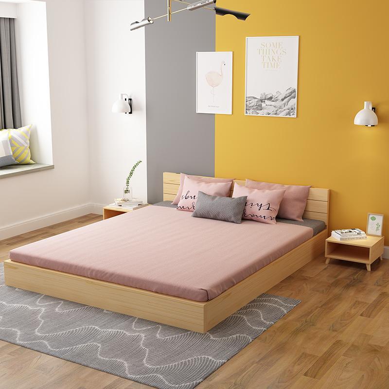 Solid wood tatami bed row skeleton bed frame 1.5m 1.8m double bed floor ...