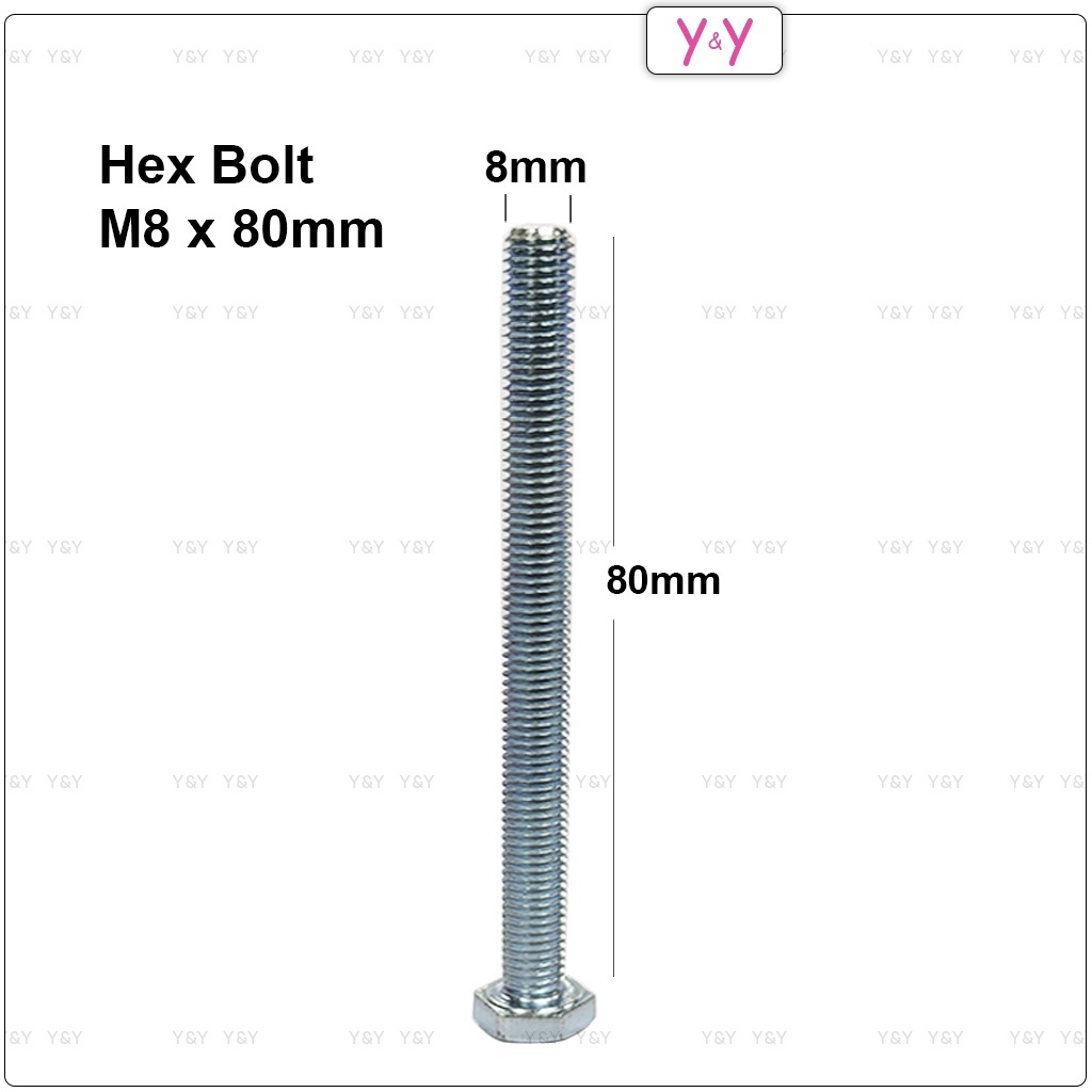 Y&Y Eco M8 Hex Bolt Hex Nut / 8mm Hex Screw / Hexagon Head Screw / Skru ...