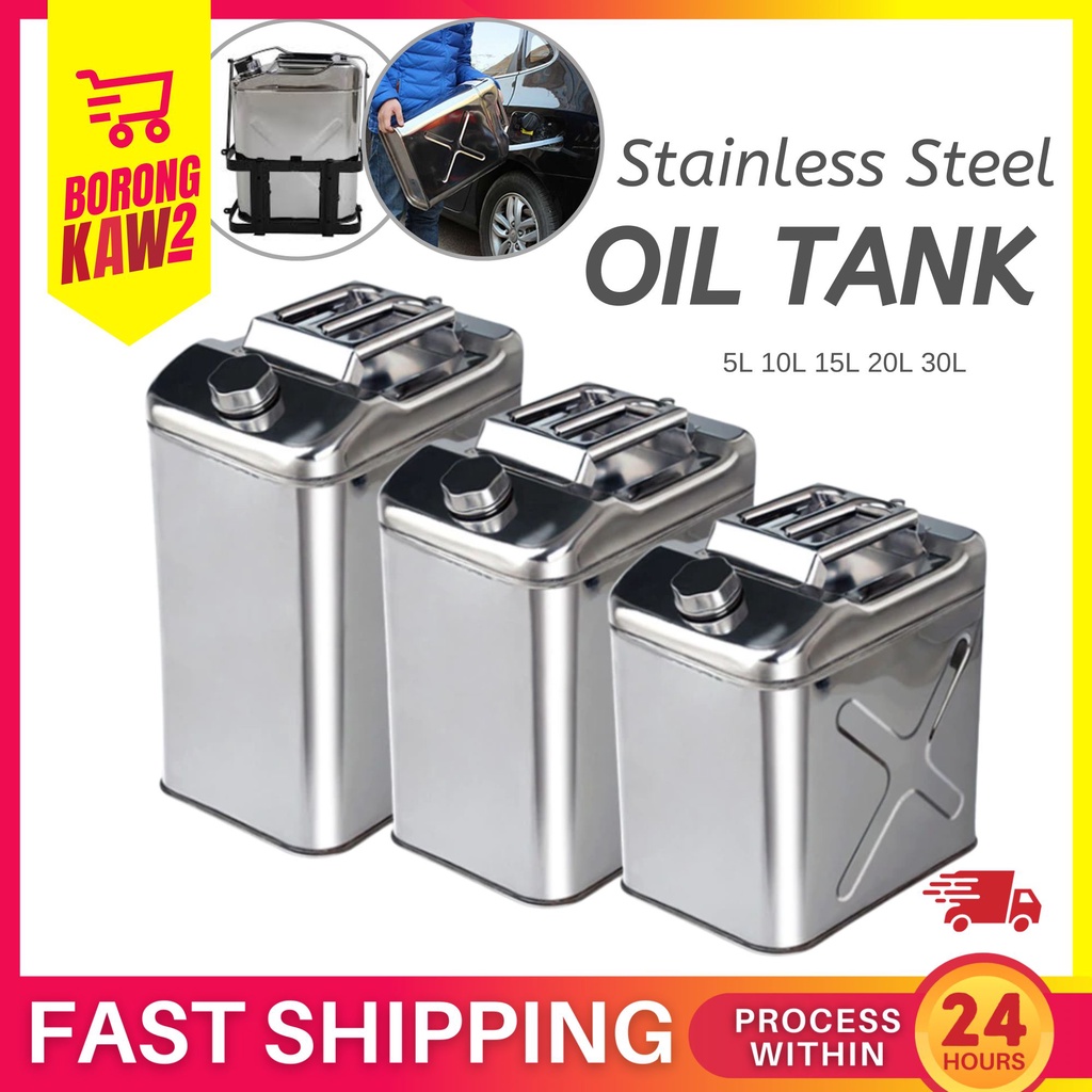 5L 10L 15L 20L 30L Stainless Steel 201 Fuel Petrol Tank Diesel Oil Gasoline Water Container ...