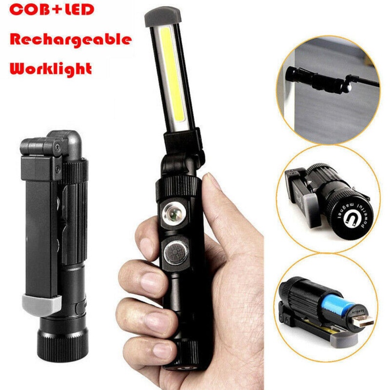 USB Rechargeable Car Inspection Lamp COB LED Magnetic Flashlight 360 ...