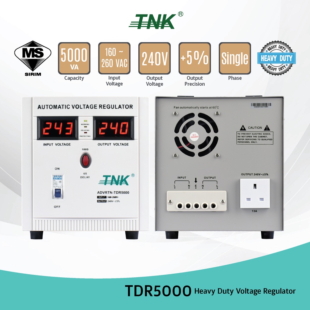 TNK TDR5000 5000VA AVR Automatic Voltage Regulator [To Protect TV ...