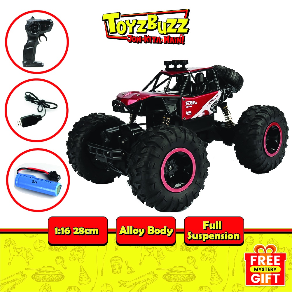 Toyz Buzz 1:16 alloy body full suspension rc monster truck kereta control 4x4 rock crawler 4wd 2 ...