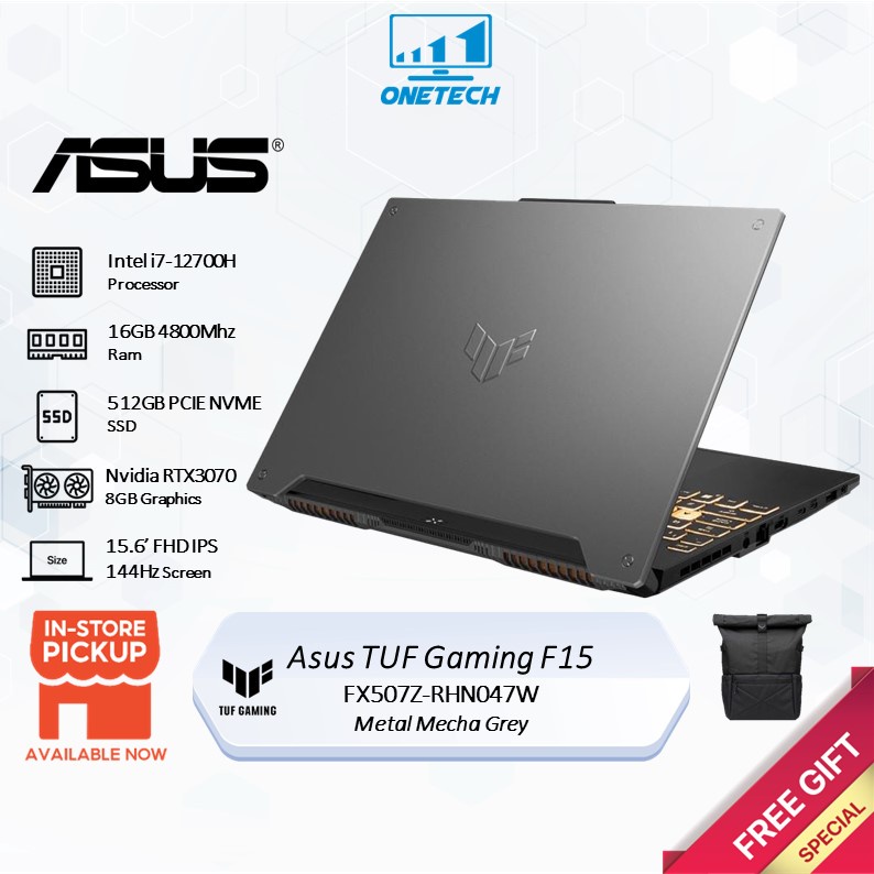 Asus TUF Gaming F15 FX507Z-RHN047W Gaming Laptop - Mecha Grey (15.6'' FHD IPS 144Hz/Intel i7 ...