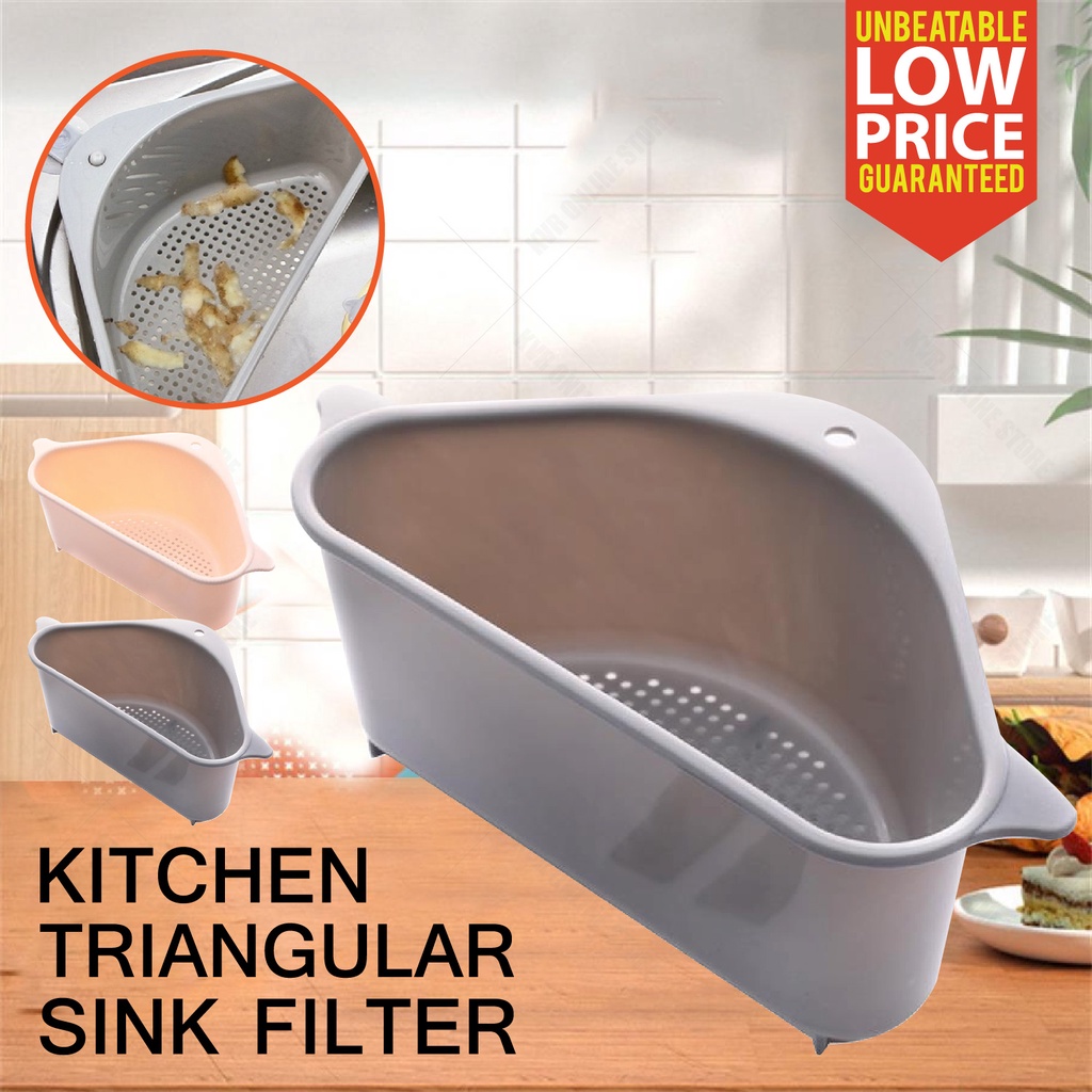 Kitchen Triangular Sink Drainer Corner Strainer Basket with Suction Cup ...