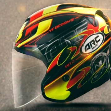 ( Dijamin 100% Original ) Helmet ARC YF1 Yellow-Red [New Design] by ARC ...