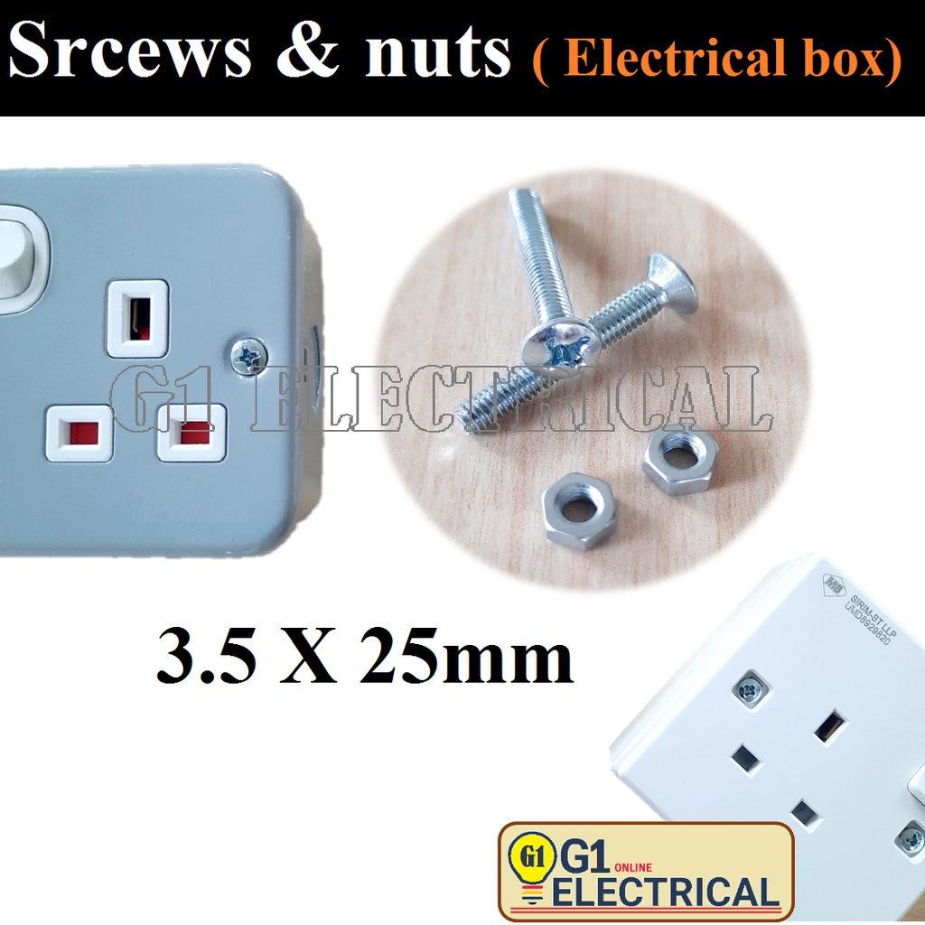10pcs 3.5mm X 25mm Srcews & nuts, Electrical switch & socket box ,PVC ...