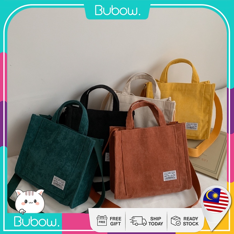 READY STOCK🔥BUBOW Canvas Design Tote Bag Handbag Shoulder Beg Crossbody ...