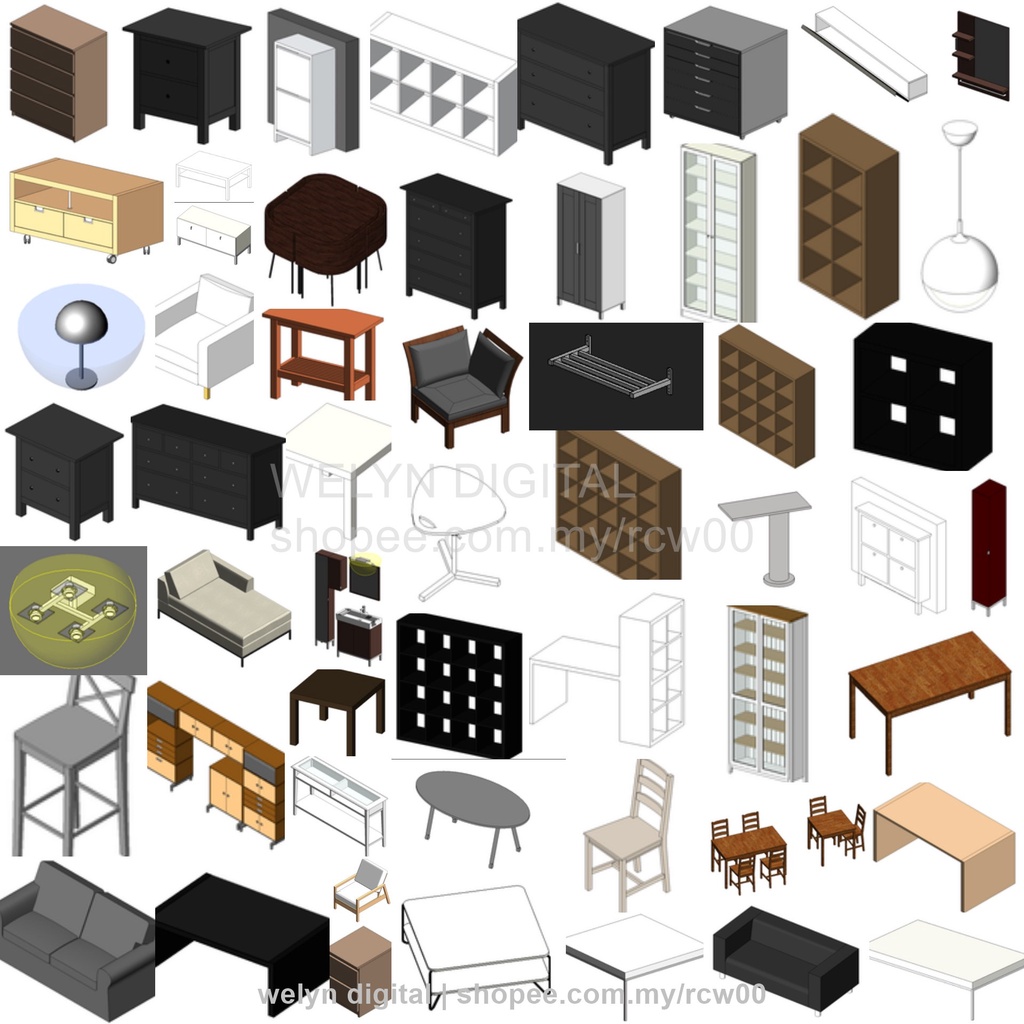 Autodesk | Revit 2025 | 111 IKEA Furniture set Revit Family Files ...