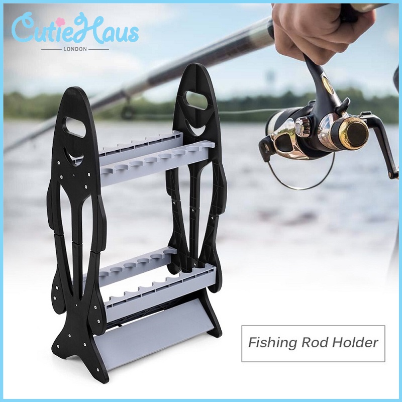 Cutiehaus Lightweight Easy Take Fishing Rod Rack Pole Holder Stand ...