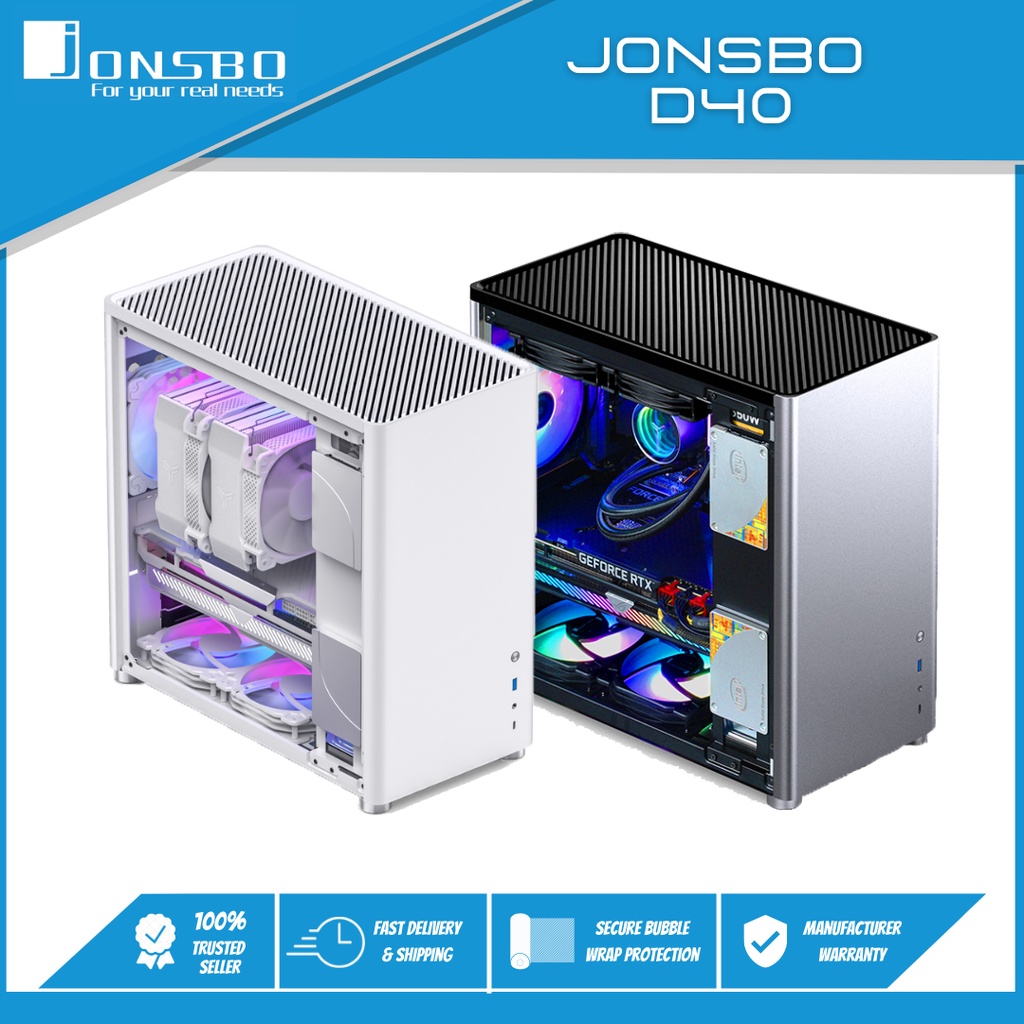 [White & Silver] Jonsbo D40 Tempered glass ATX PC Case | Shopee Malaysia