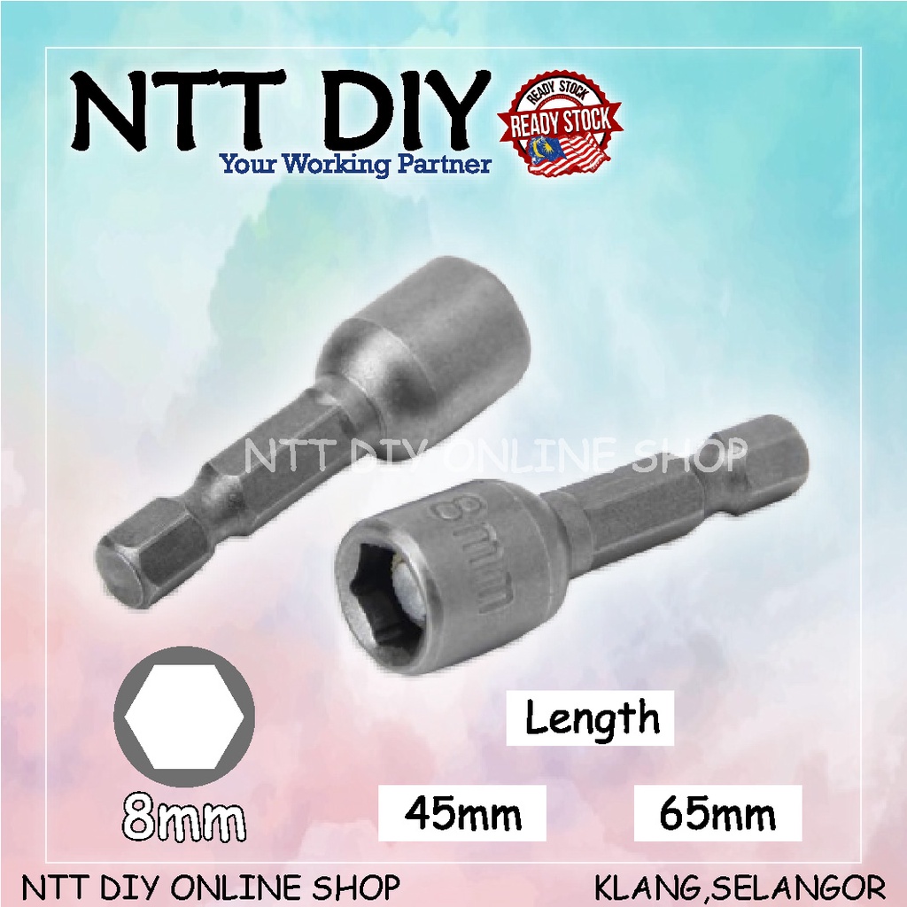NTT DIY magnetic Nut Socket Setter Screw Driving Bit for Power Tools Driver 45mm/65mm [ Ready ...