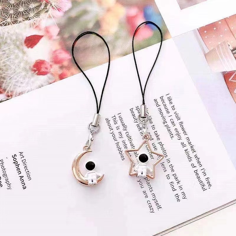 Cartoon Alloy Star Astronaut Mobile Phone Charm Moon Metal Pendant ...