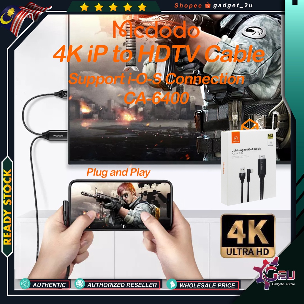 Original Mcdodo CA-6400 Plug and play 2M iP to HDTV Cable, iP device to ...