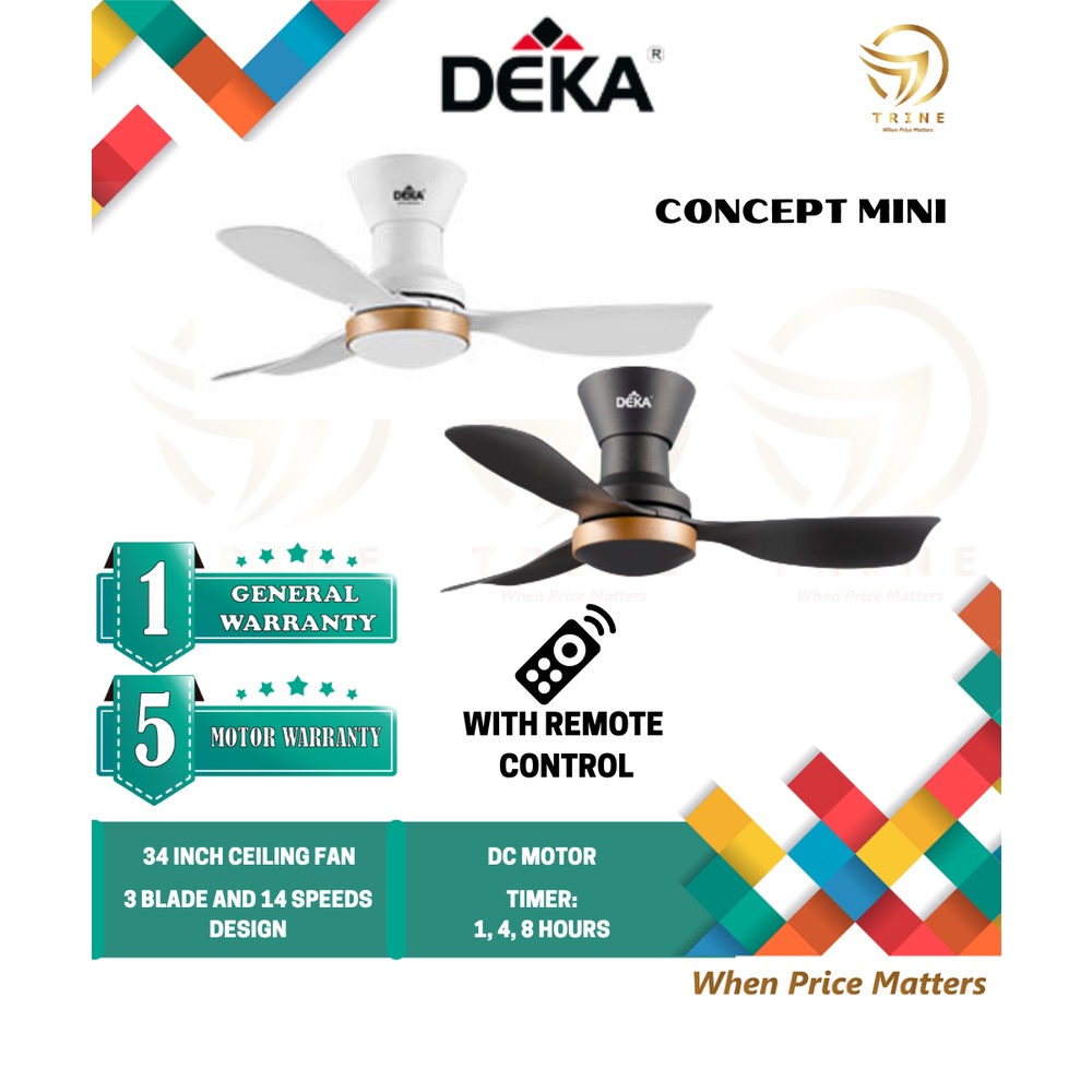 Deka Concept Mini 34” DC motor 7 Speed Ceiling fan / Kipas Siling (WITH ...