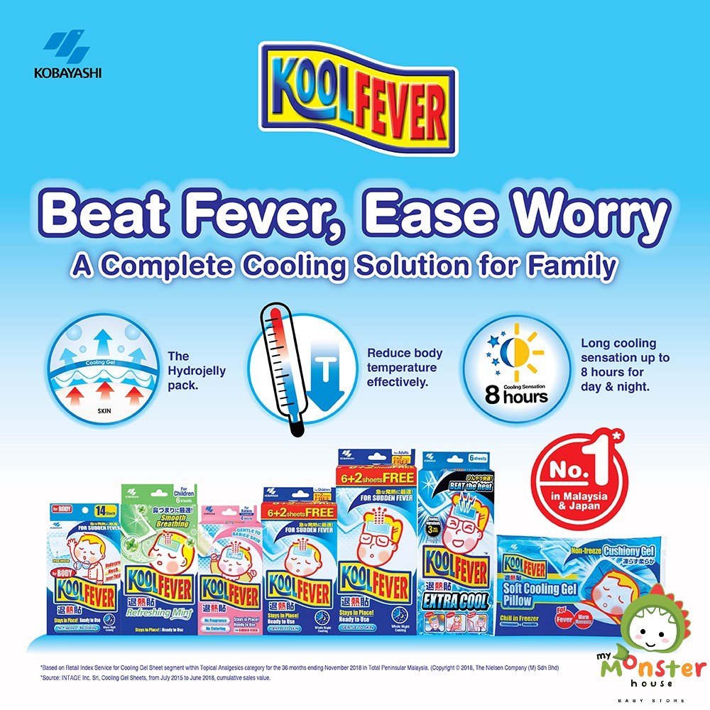 Kobayashi KoolFever Body Heat Cooling Patch Headache Baby Children ...