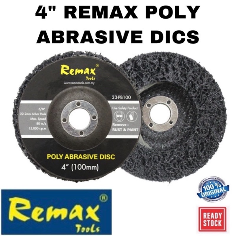 (100%ORIGINAL) 4" REMAX POLY ABRASIVE DICS "USE FOR REMOVE RUST AND ...