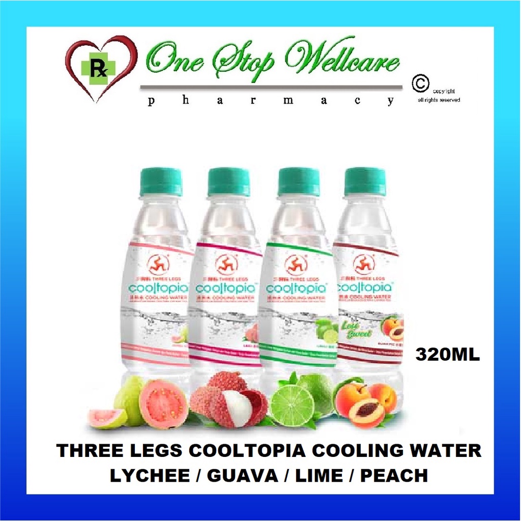 THREE LEGS COOLTOPIA COOLING WATER LYCHEE / GUAVA / LIME / PEACH 320ML ...