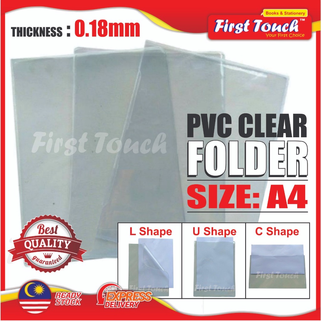 Clear Folder A4 PVC Document Clear Holder L Shape / C Shape / U Shape Folder Colour Office Fail ...