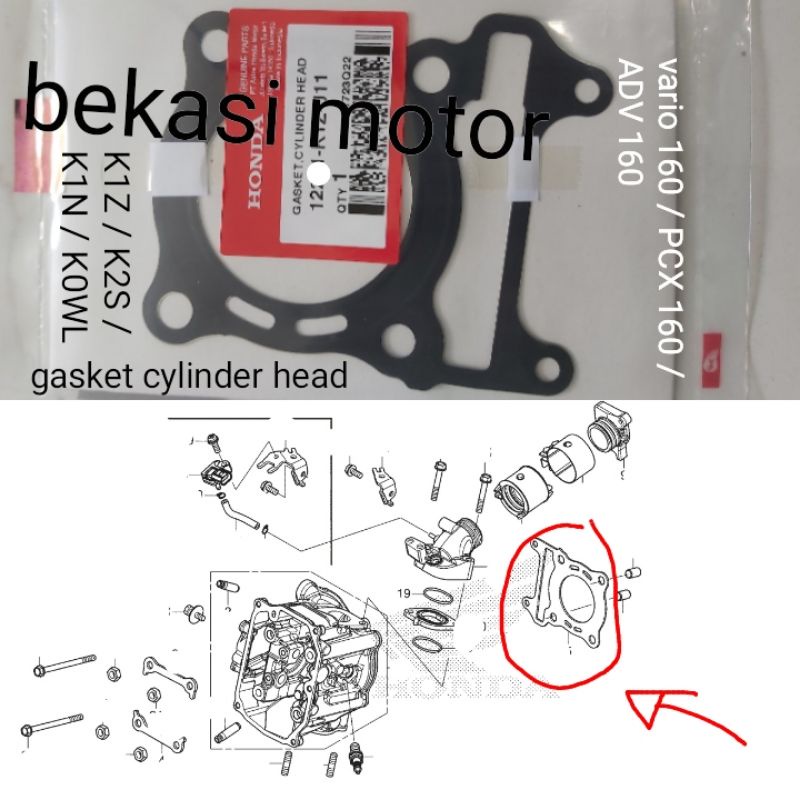 12251-k1z packing gasket cylinder head honda vario 160 pcx 160 adv 160 stylo 160 original K2S ...