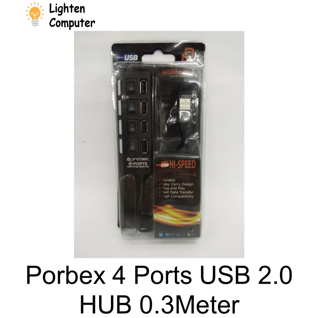 Probex 4 Ports USB Hub 2.0 (On/Off) - 1 USB to 4 USB | Shopee Malaysia