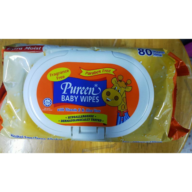 Pureen Baby Wipes 1 pack x 80 Sheets Fragance Free Wet Tissue Paraben ...