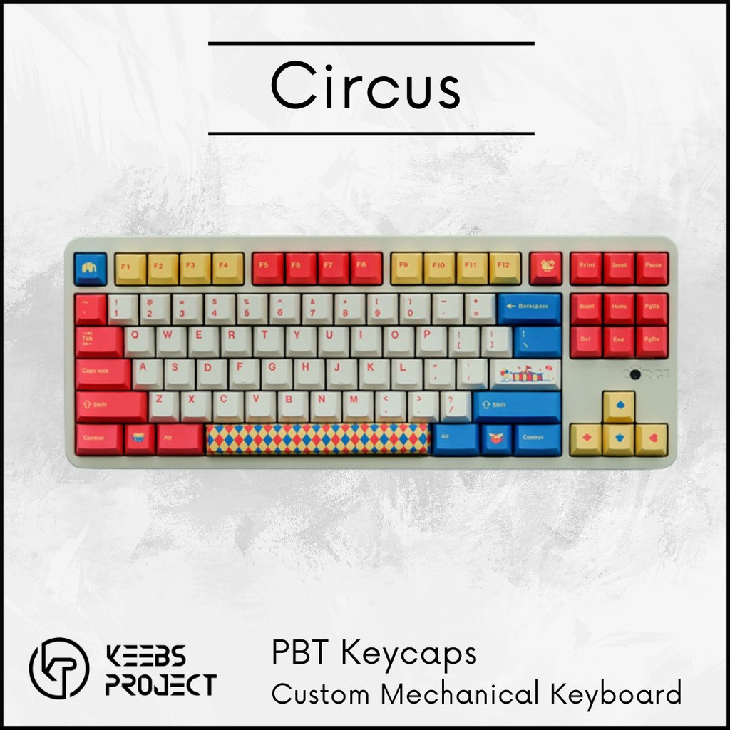 Circus PBT keycaps | 129 keys | Dye-Sub | Colourful Cherry Profile ...