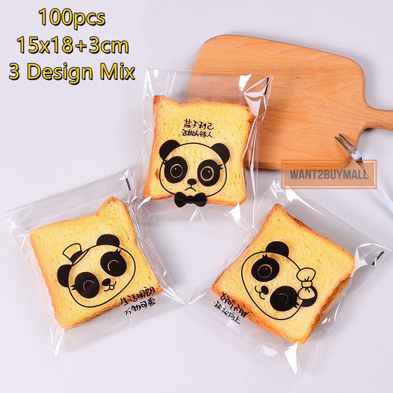 100pcs Self Adhesive Bread Cake Bakery Food Transparent Opp Plastic ...