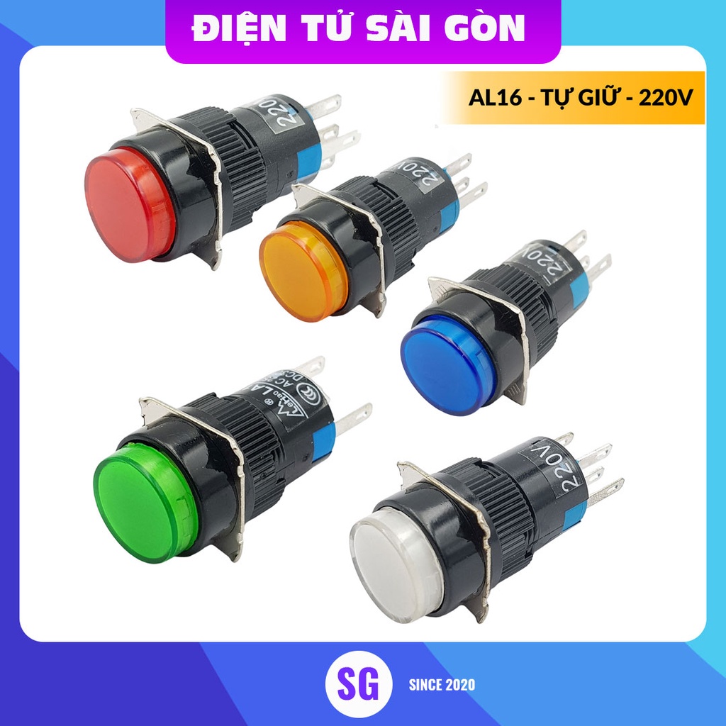 Self-holding push button with indicator light AL6-M 220V, power switch ...