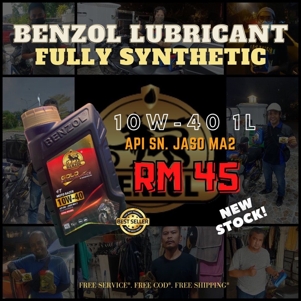 BENZOL FULLY SYNTHETIC 10W40 MOTORCYCLE ENGINE OIL (1 LITER) | Shopee ...