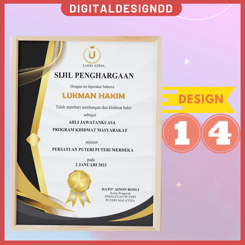 Sijil digital 48 template digital certificate pelbagai pilihan edit ...