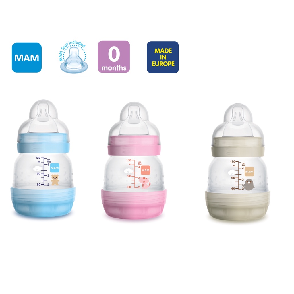 MAM Easy Start Anti Colic Self Sterilising Baby Bottle with Extra Slow Flow Silicone Teat (130ml ...