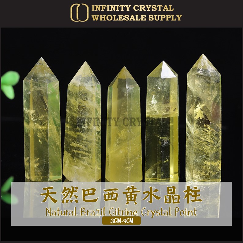 Natural Brazil Citrine Crystal Point / Crystal Pillar / Crystal Tower ...